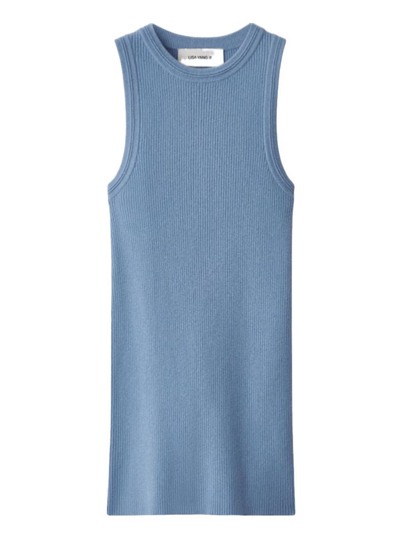 LISA YANG Lisa Yang Amya Ribbed Knit Cotton Cashmere Hybrid Tank